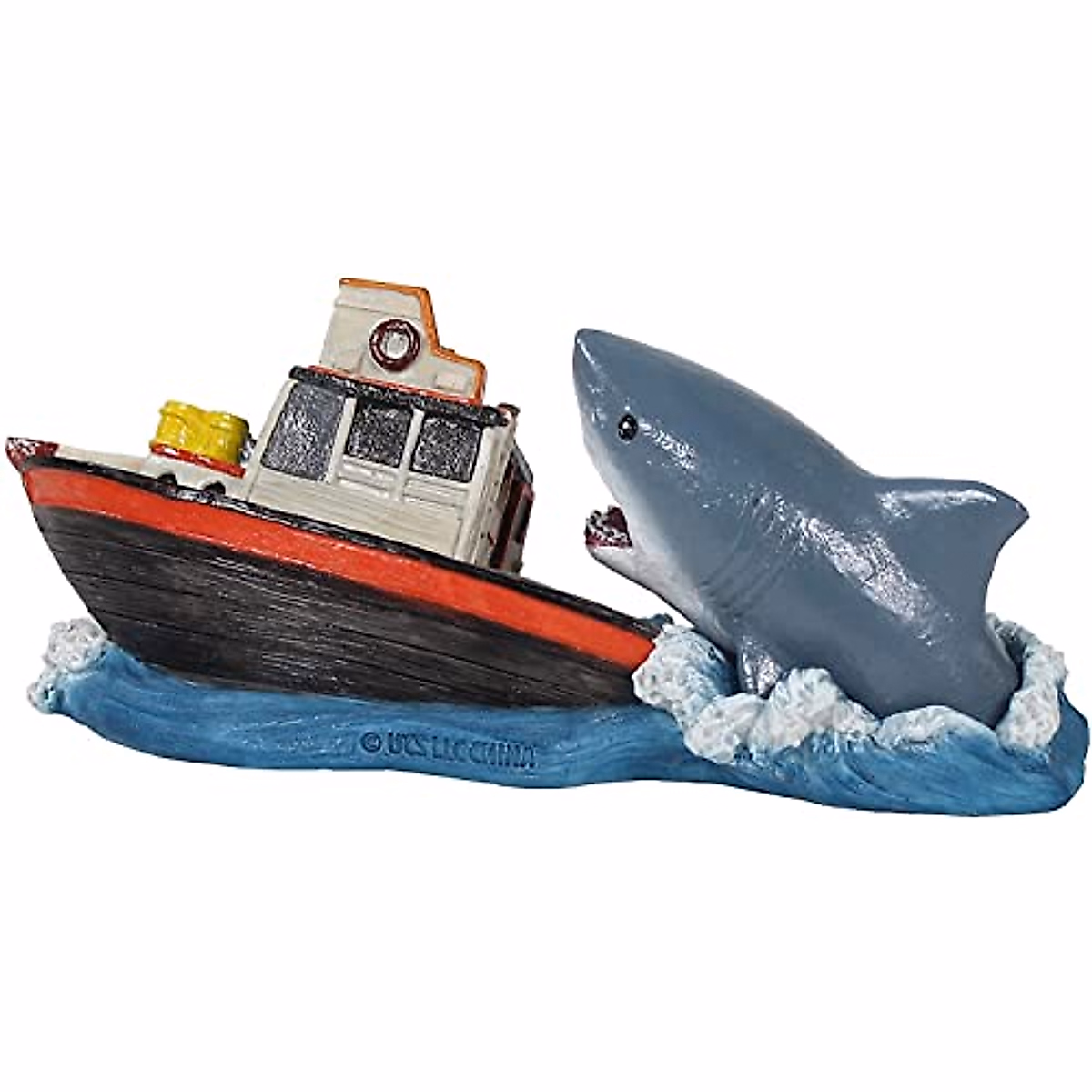 Penn-Plax Jaws Officially Licensed 2-Piece Aquarium Ornament Bundle – Includes Boat Attack and Shark Swim-Through – Small