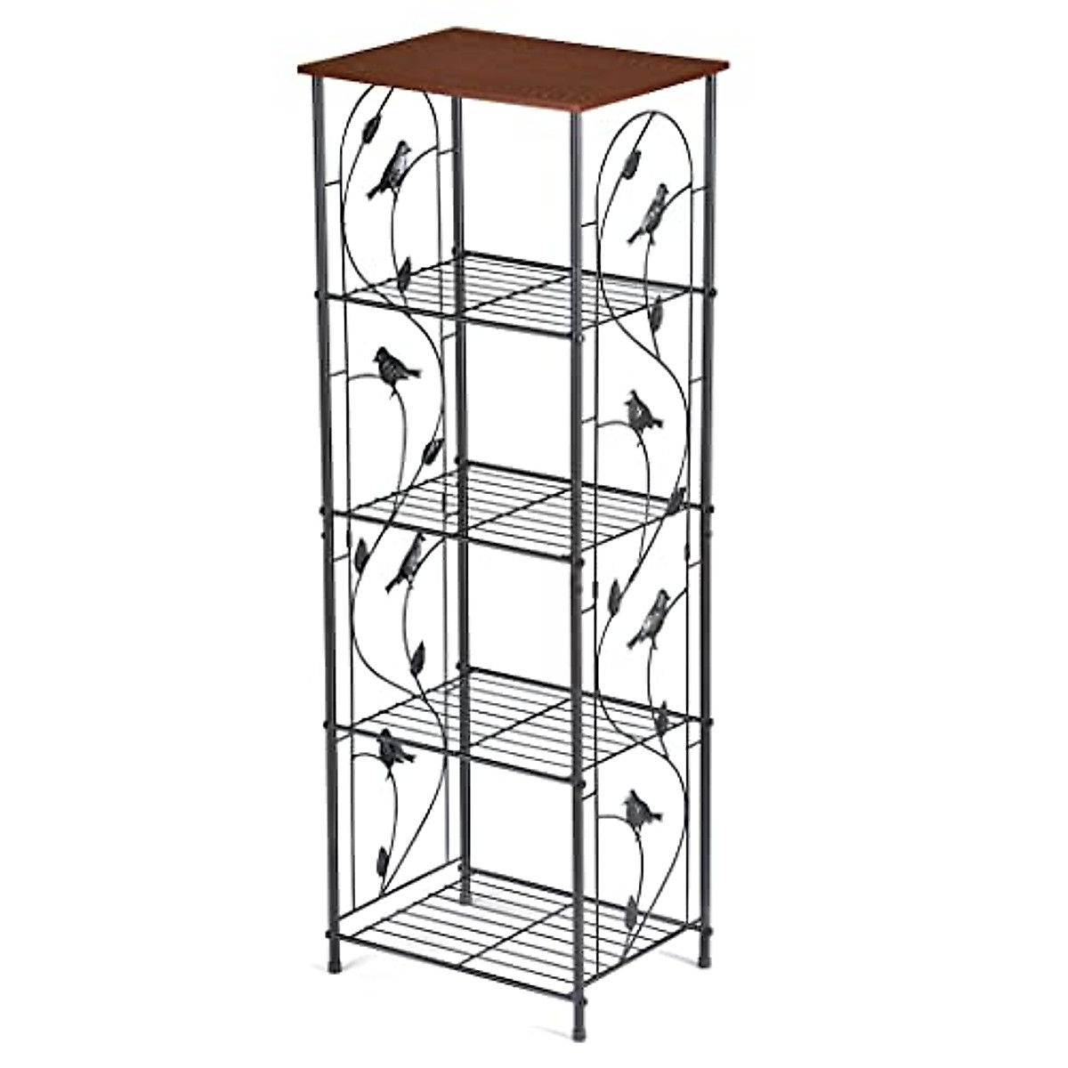 Collections Etc 4-Tier Bird and Leaf Accented Storage Shelf