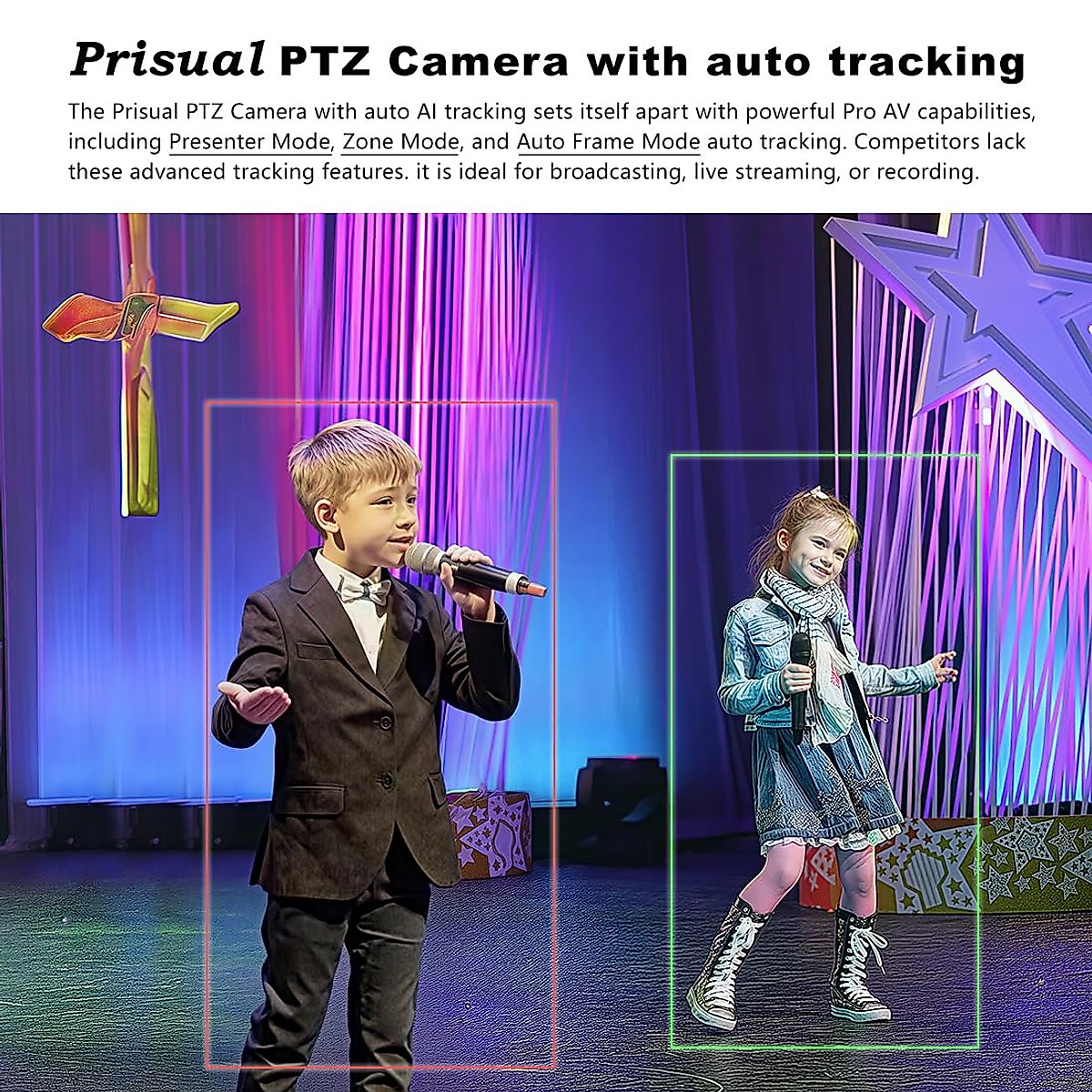 Prisual Full NDI Camera 20X Optical Zoom Live Streaming Auto Tracking Camera with HDMI/3G-SDI/USB/NDI 60fps Video Output for Video Production (Embed Latest Newtek NDI SDK)
