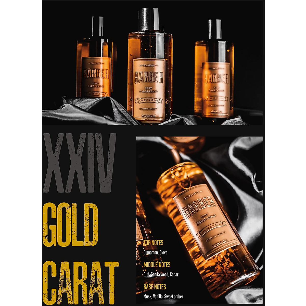 Marmara Barber Cologne - Best Choice of Modern Barbers and Traditional Shaving Fans (Black-Gold Limited Edition, 500ml x 1 Bottle)