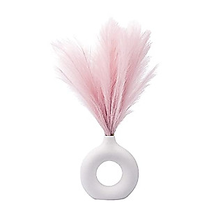 6 PCS Faux Pampas Grass 17"/44cm Artificial Fluffy Pompas Grass Fake Pampas Grass 7 Branches for Wedding Party Bedroom Boho Home Decor (034 Light Pink)