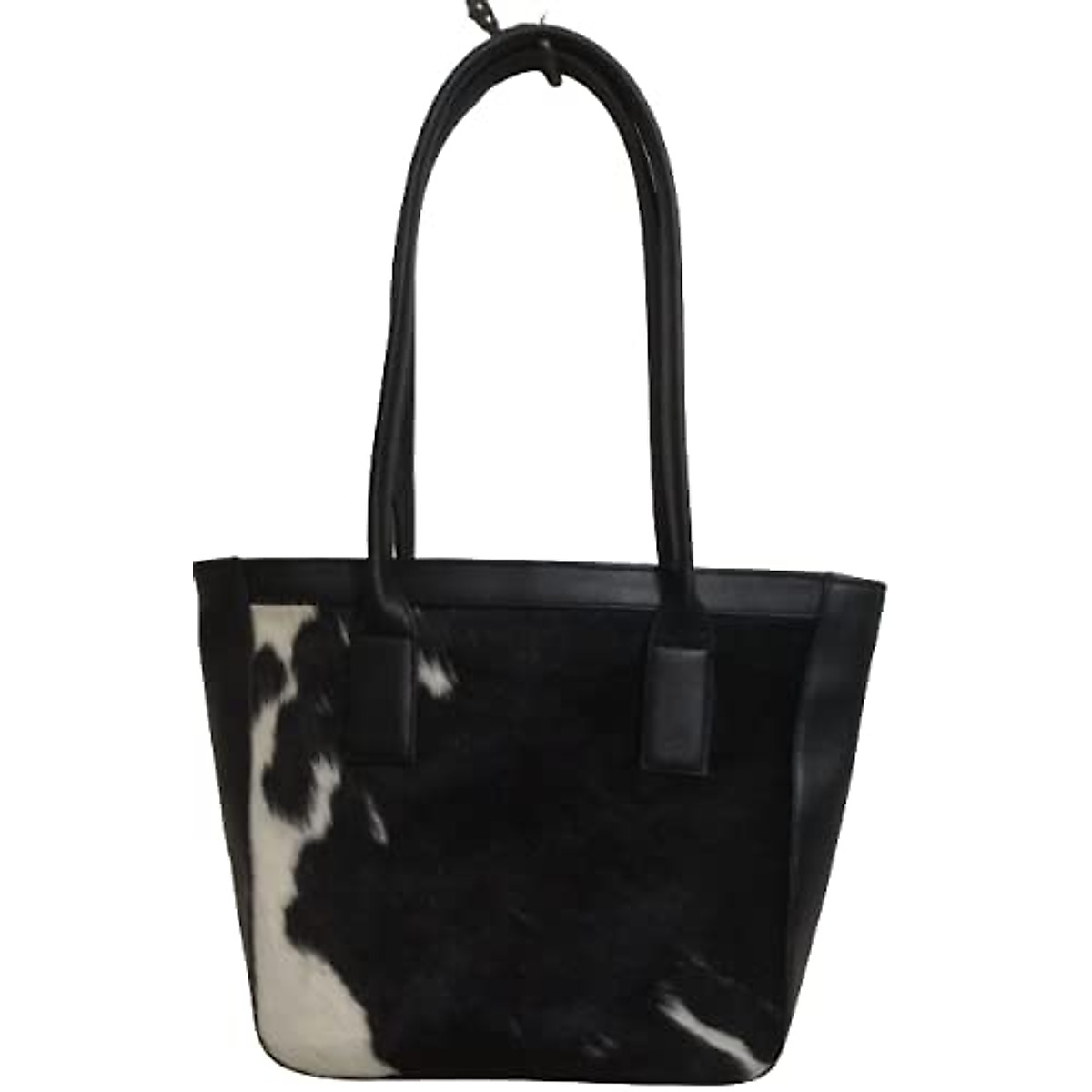 Exotic Cowhide Tote Bag Hair on black white Cowhide Women Purse Shoulder Bag (Brown)