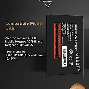 W-9 Battery 4340mAh Replacement for Verizon Jetpack W9 4G LTE Mobile Hotspot AC791L Netgear AC810 AT&T Unite Explore 815S Verizon Jetpack AC791L Hotspot (1 Pack)