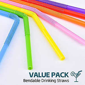 100PCS Flexible Plastic Straws, Colorful Disposable Bendy Party Fancy Straws13inch Extra Long Straws Party Decorations