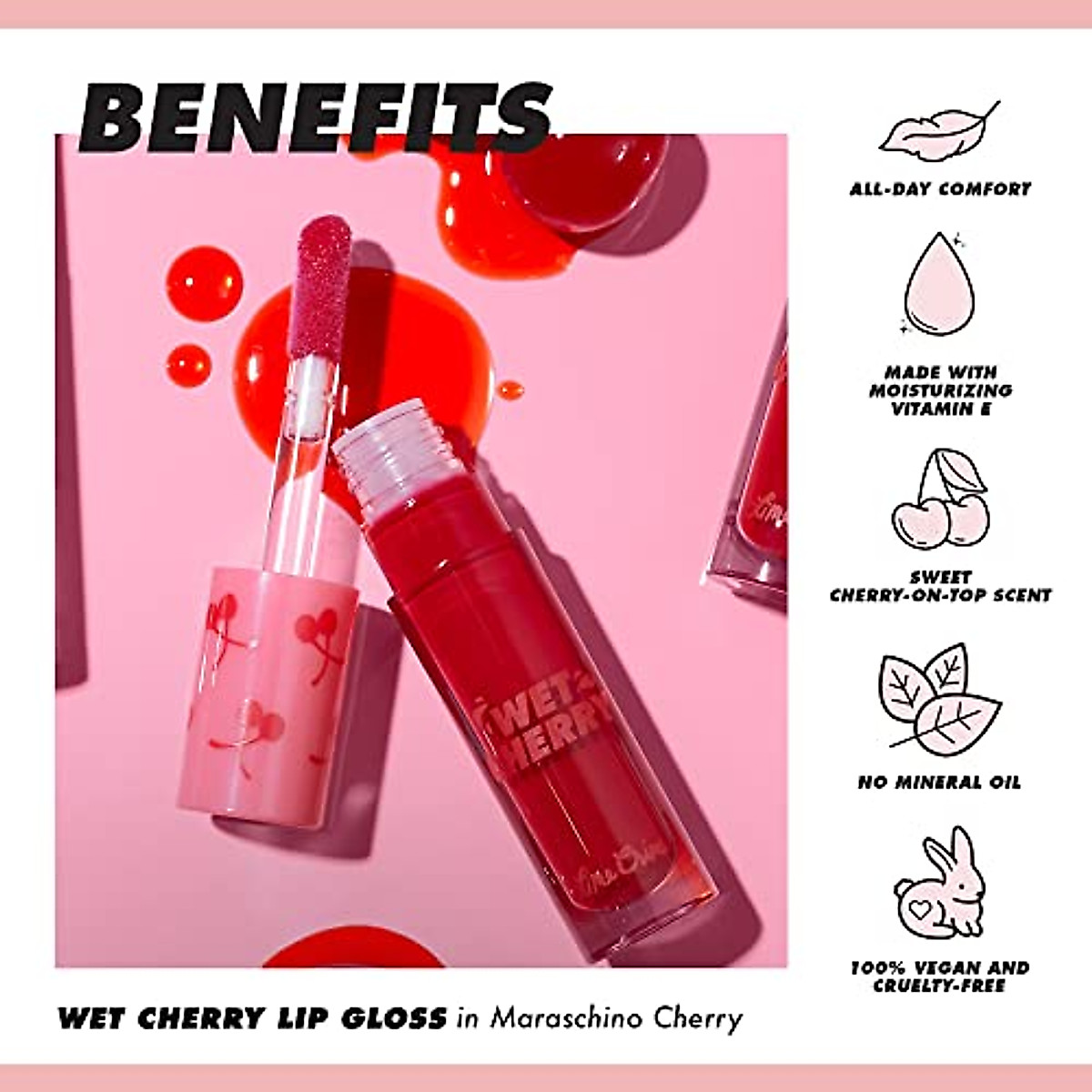 Lime Crime Wet Cherry Lip Gloss, Diet Cherry (Deep Berry) - Cherry Scented Lightweight, Plumping & Comfortable Ultra Glossy Sheen That Won't Stick - Long Lasting & Non-Sticky - Vegan Makeup