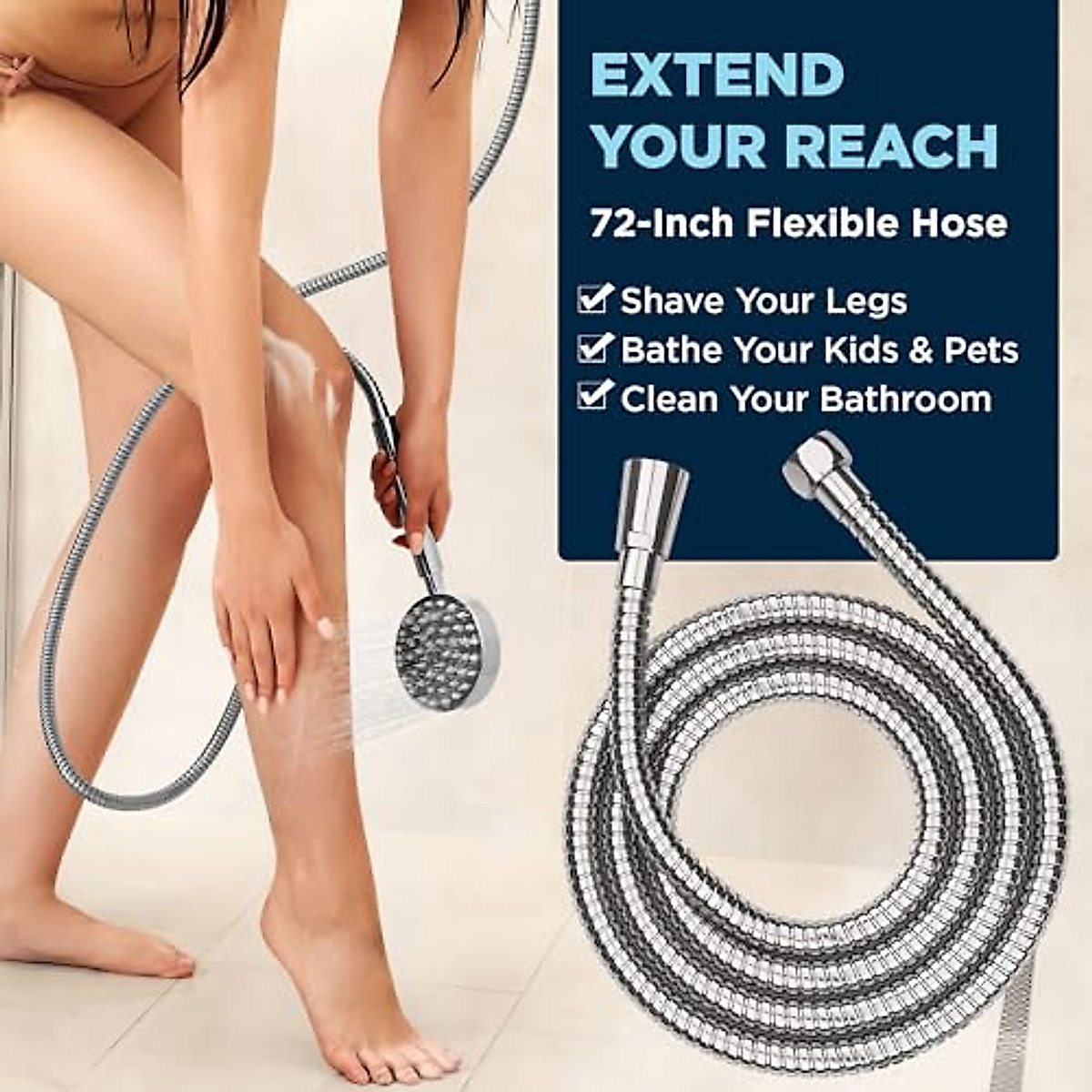 ALL METAL Dual Shower Head Combo – CHROME - 8 Inch Rainfall High Flow Shower Head & Handheld Shower Head High Pressure with Hose 6ft - Hotel-like Luxury Double Shower Heads with Rain Shower Sprayer