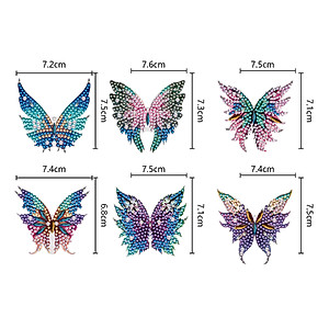 LUSandy 6pcs DIY 5D Colorful Angel Wings Diamond Painting Keychain Kits for Adults Double Sided Special Shape Angel Wings Diamond Art Key Chain Key Ring Set for Backpack Shoulder Bag Accessories