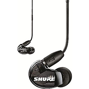 Shure AONIC 215 Wired Sound Isolating Earbuds, Clear Sound, Black & RMCE-UNI Universal Communication Cable for Detachable SE Sound Isolating Earphones