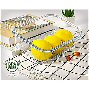 JINAMART Glass Food Containers with Airtight, Leak Proof, BPA Free Lids (Set of 4 Food storage Containers - 2 Bento Boxes, 2 Full Containers)