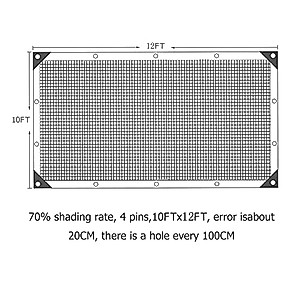 Fanousy 70% Shade Cloth for Plants 10x12FT, Shade Cloth with Grommets Mesh Tarp Plant Shade Cover from Sun Sun Shade for Plants Garden Greenhouse Patio Dugout Hen House
