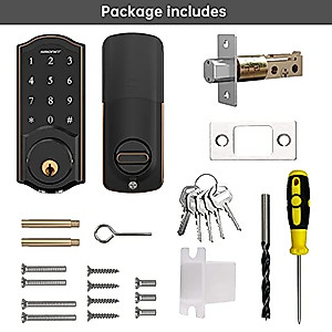 Smart Door Lock with Keypad, Keyless Entry Door Lock for Front Door, Electric Digital Automatic Door Lock Enter with APP for House Apartment Work with Alexa
