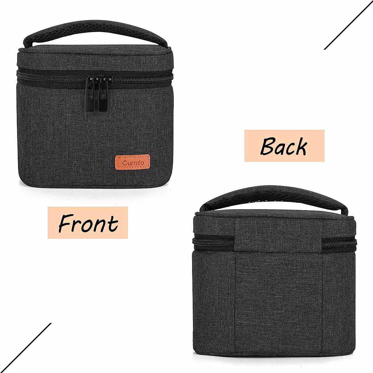 CURMIO Breastmilk Storage Bag for 4 Bottles up to 5 Oz, Insulated Mini Cooler Bag for Baby Bottles, Bottle Warmer On the Go for Daycare, Bag Only, Black