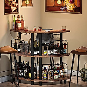 LITTLE TREE Bar Table Bat Cabinet, 47.24" L ×11.81" W × 41.73" H, Rustic Brown