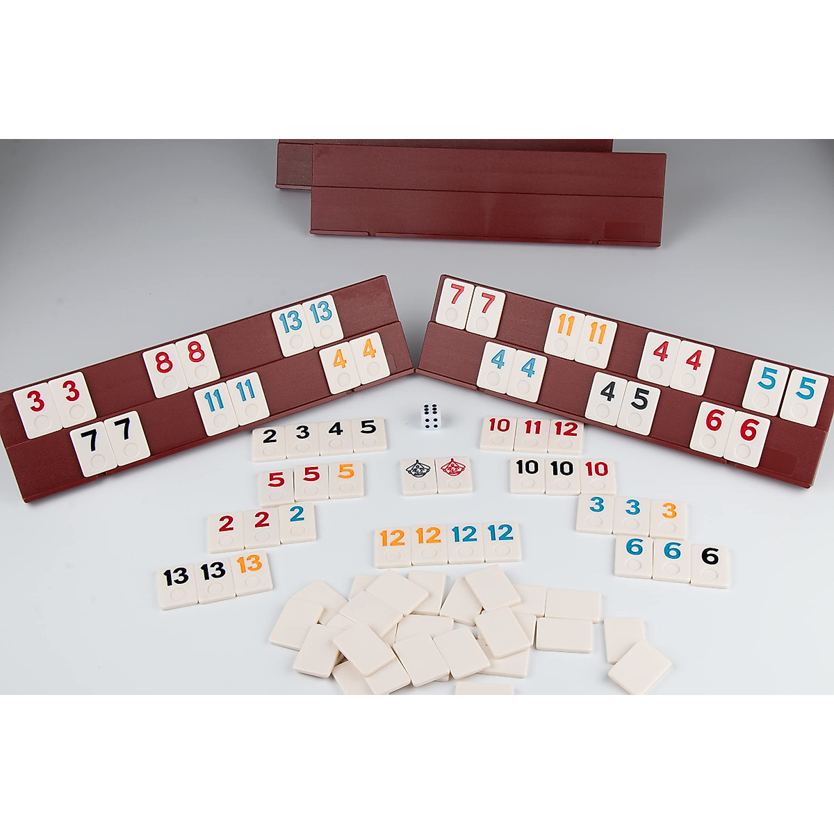 Doublefan Rummy 106 Tiles Large Rummy with 4 Sturdy Racks& Instructions Rummy Tiles with Aluminum Case Suit for 2-4 Players