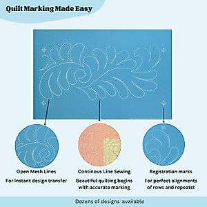 Full Line Stencil - Flurry of Feathers - Edge to Edge Stencil, Continuous Line Template for Free Motion Quilting, Domestic Machine Quilting, Hand Quilting, Long-Arm Quilting (50030)