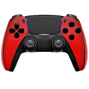Custom Wireless UN-MODDED PRO Controller compatible with PS5 Exclusive Unique Design (Chrome Red)