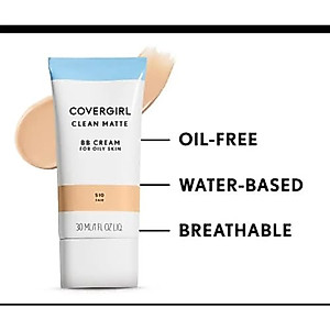 COVERGIRL - Clean Matte BB Cream, Oil-Free, Long-Lasting, Sensitive Skin, Lightweight, 100% Cruelty-Free