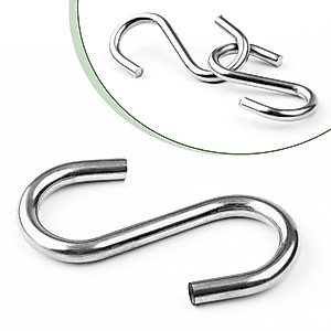 Dreecy 12 Pack Stainless Steel Heavy Duty S Hooks for Hanging, 2 Inch Small S Hooks,Thick S Hooks for Hanging Hammocks Plants Chain Hardware Bird Feeders Garden Tools Pots Pans