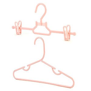 HANGERWORLD Set of 20 Pink Plastic Children's Hangers - Includes 10 Kid Coat Hangers & 10 Kids Pants Hangers, 11.8inch for Baby and Toddler Clothes