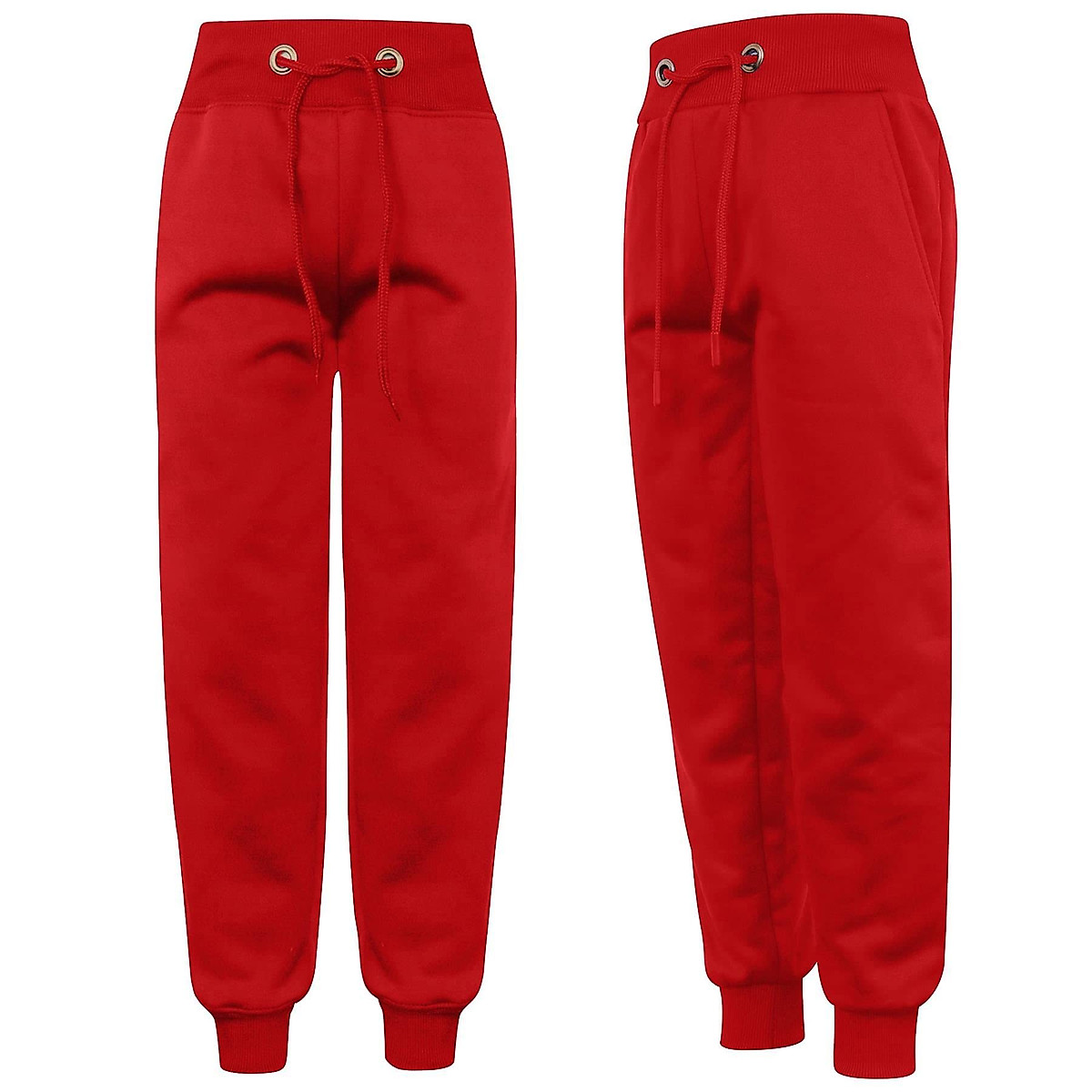 Kids Plain Tracksuit Cuffed Hoodie Red Sweatpants Casual Fashion Girls Boys