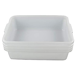 Kekow 4-Pack 22 L Commercial Bus Tubs/Bus Box, White Large Plastic Tote Box