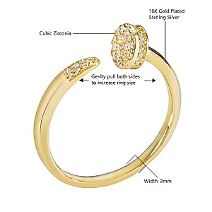 Aloha Jewelry Company 18K Gold Plated Sterling Silver Pave Open Nailed It Ring Stackable Wedding Band with Cubic Zirconia (6)