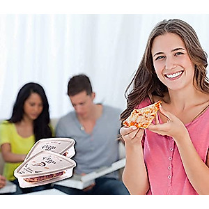 Pizza Slice Container Storage with Lids. Tray, Holder and Saver. 4 Plastic Packs to go. The Best Idea to Serve Pizza to Your Kids. (4, Fendy)