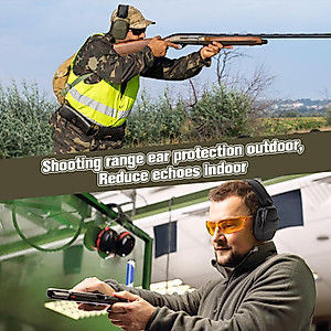 GUCHO 34 dB NRR Noise Reduction Safety Shooting Ear Muffs,Hearing Protection Ear Muffs,Shooting Range Ear Protection for Hunting Mowing