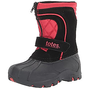 totes Boy's Unisex Kids Bradley Snow Winter Boots, Black/Red, 11 Little