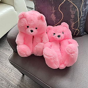 Alayger Women's Plush Teddy Bear Slippers Home Indoor Soft Anti-Slip Cute Winter Warm Floor Shoes Slippers Cartoon