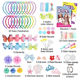 Karsspor 100 PCS Headband Making Kit for Girls, Make Your Own 20 Headbands + 5 Hairpins, Value Headband Kit for Girls, DIY Girls Hair Accessories, Arts and Crafts Gift for Ages 6+