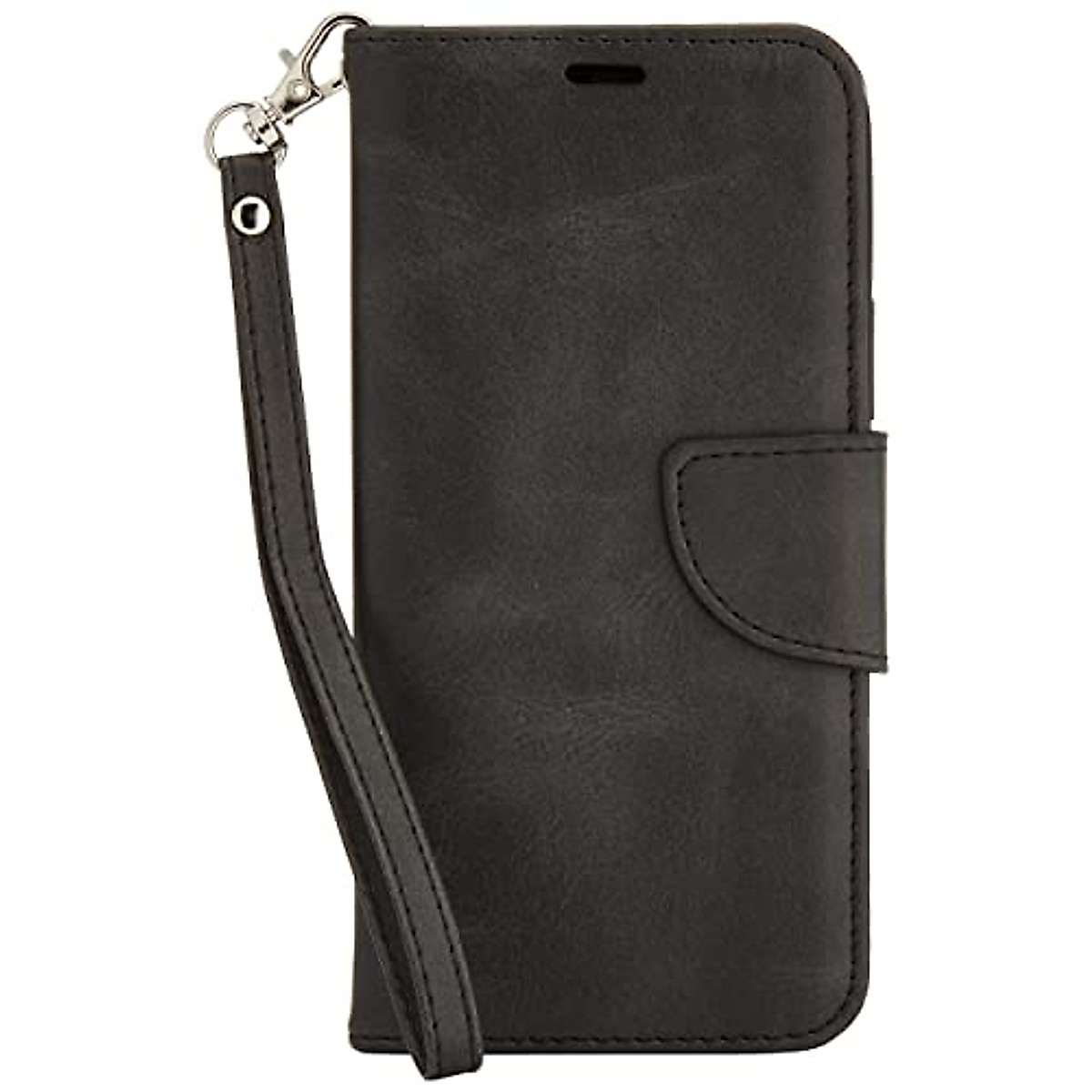 Glow Co., Ltd. iPhone 12 Notebook Type Case with Strap, Black, Tempered Glass & Stylus Pen Included 407-1-03