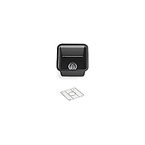 KOHLER K-8223-CM7 Cairn 15-1/2" Undermount Single-Bowl Bar Sink, Neoroc Composite Bar Kitchen Sink with Sink Rack, Matte Graphite