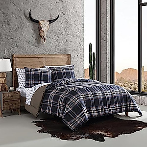 Wrangler- Twin Duvet Cover Set, Reversible Bedding Set with Matching Sham(s), Yellowstone Inspired, Casual Home Décor (City Flats Plaid Blue, Twin)