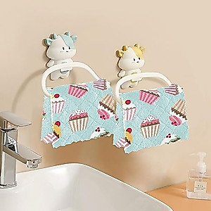 ALAZA Cute Cupcake Dish Towels Set of 6,Dish Bar Tea Towel Dishcloths Washable Fast Drying Dish Cloth Reusable Cleaning Cloth,11 x 11 inches