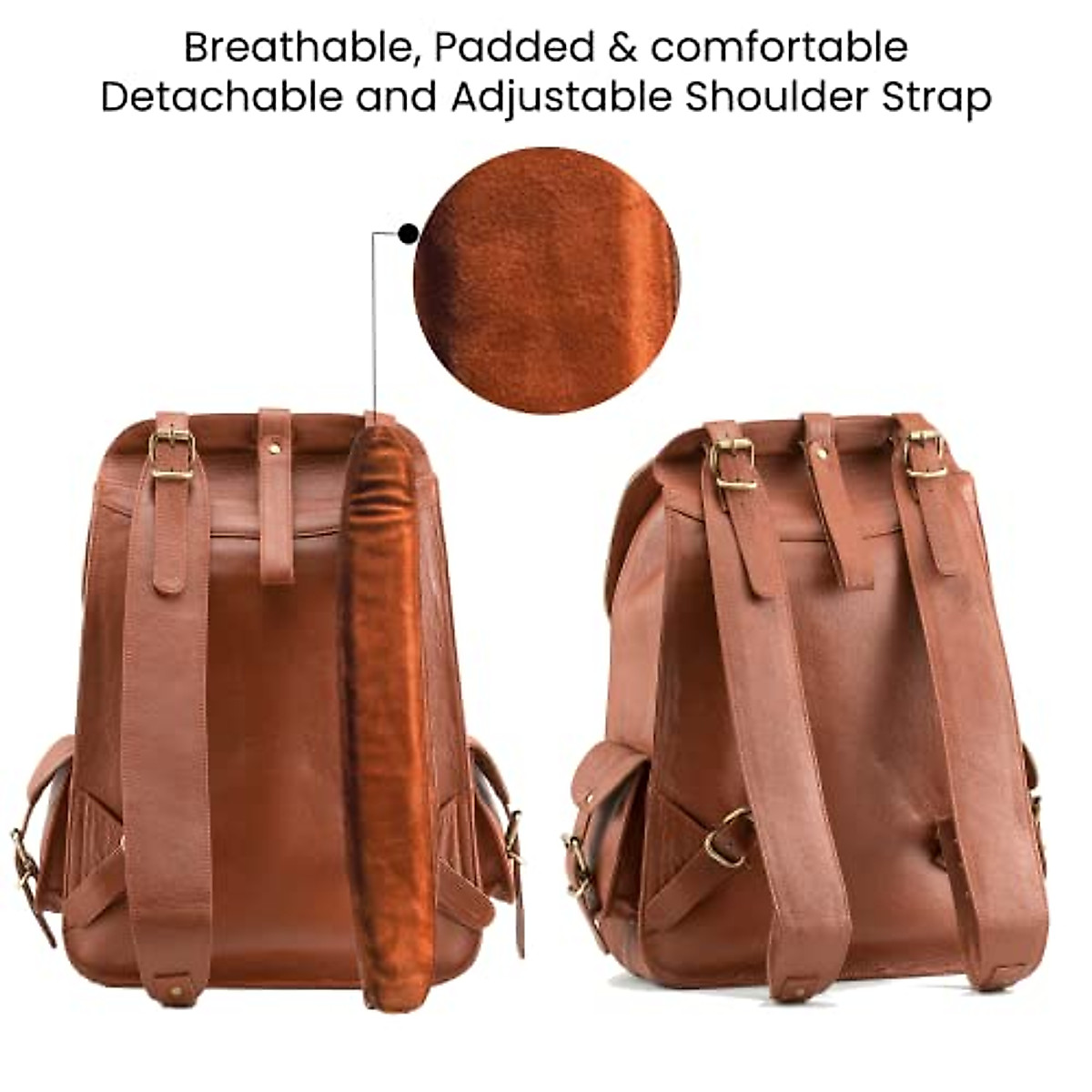 Handmade World Vintage Full Grain 20 Inch Tan Brown Leather Laptop Large Backpack Casual Bookbag Daypack Camping Travel Rucksack Knapsack