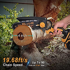Mini Chainsaw 6-Inch,Electric Chainsaw-Battery Powered Cordless Chainsaw with Brushless Motor,21V Handheld Chainsaw for Outdoor Projects, Trimming, and Pruning