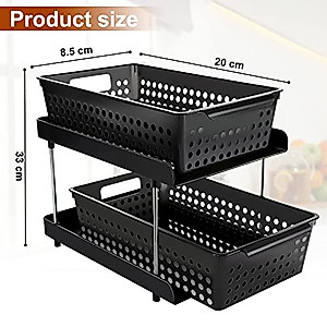 Aupmeka Kitchen Organizer 2 Tier Under Sink Storage and Organizer for Pantry, Cabinet, Cupboard, Fridge- Bathroom Sink Pull-Out Drawer Organizer