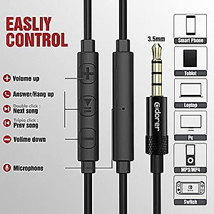 adorer Wired Earphones, EM20 Ergonomic Comfort-Fit in-Ear Headphones with Microphone and Volume Control, Powerful Bass Noise Isolating Earbuds for iPhone iPad iPod Samsung MP3/MP4 Player
