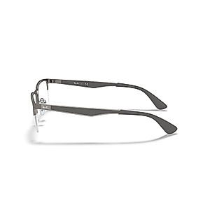 Ray-Ban RX6335 Rectangular Prescription Eyeglass Frames, Matte Gunmetal/Demo Lens, 56 mm