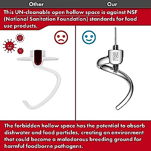 Spiral Dough Hook Replacement for KitchenAid 3.5 Qt. Tilt-Head Stand Mixers/Polished 18/8 Stainless Steel Accessories/No coating/Dishwasher Safe/Compatible for KSM3311/3316/ Artisan Mini Series