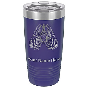 LaserGram 20oz Vacuum Insulated Tumbler Mug, English Springer Spaniel, Personalized Engraving Included (Dark Purple)