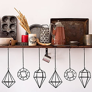 libproqia Small Air Plants Hanging Holders Wire Airplants Planter Hanger Black Geometric Metal Himmeli 6pcs Tillandsia Air Fern Display Holders for Hanging Air Plants