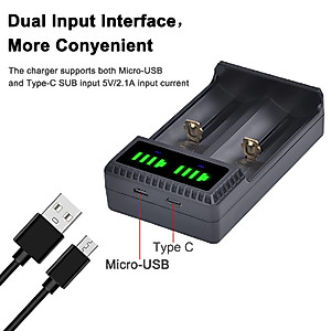 PowerTrust LED Universal Battery Charger for 21700 26650 22650 18650 18490 18350 17670 17500 16340 14500 10440 Rechargeable Batteries