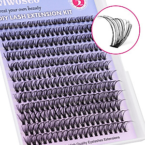 DIY Lash Extension Kit, 240pcs Eyelash Extension Kit Individual Cluster Lashes Extension DD Curly Lashes with Lash Bond and Seal at Home Lash Extensions Kit for Self Application (30p, 8-16mm)