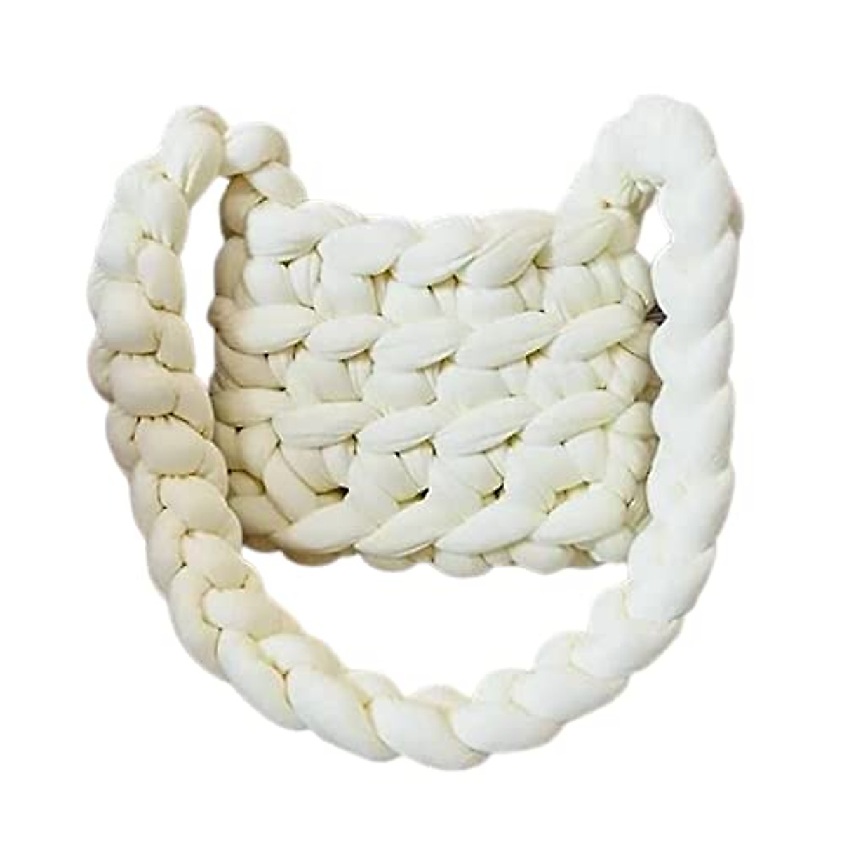 HYKYYDS Knit Handbag Space Style Wool Casual Soft Crossbody Shoulder Bag Ladies Woven Messenger Bag (White)