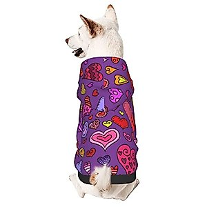 Dog Puppy Hoodies Valentine's Day Rainbow Hearts Sweatshirt Pet Hooded Coat Jackets Apparel for Small Dogs Small