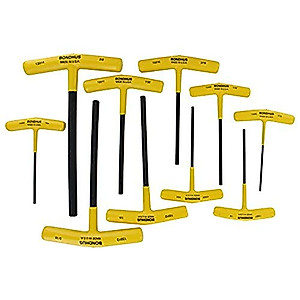 Bondhus 13390 Set of 10 Hex T-handles w/Stand, sizes 3/32-3/8"
