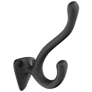 Emtek 86106 Sandcast Bronze 4-1/4 Inch Double Robe Hook, Flat Black