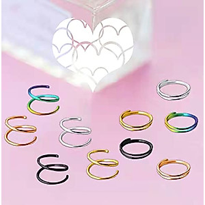 16G 8mm Surgical Steel Nose Septum Horseshoe Hoop Eyebrow Lip Navel Belly Nipple Piercing Ring 8mm Helix Tragus Daith Rook Earrings Replacement Spikes 12 Pcs